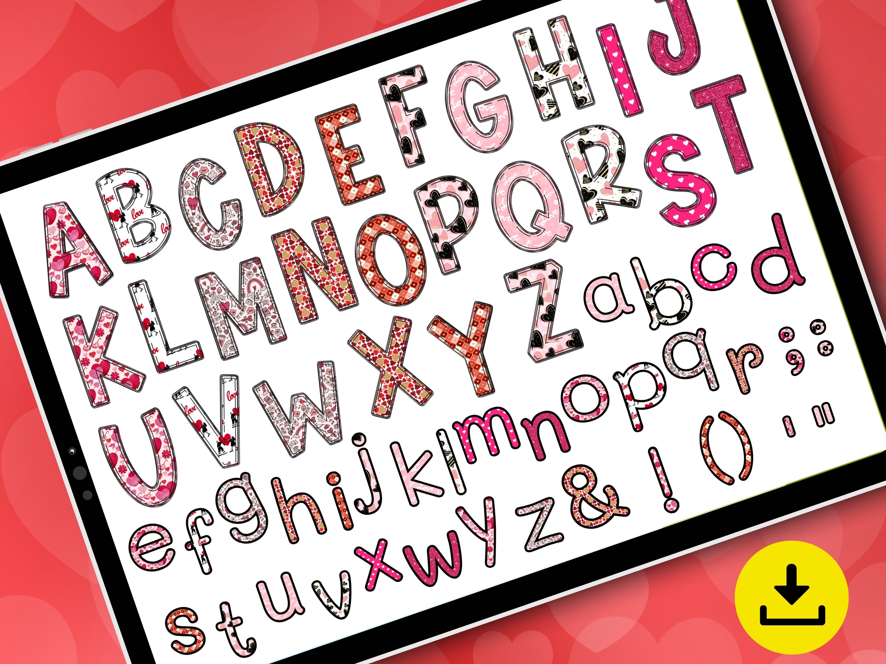 Valentines Day Bulletin Board Letters, Valentine's Day Alphabet ...