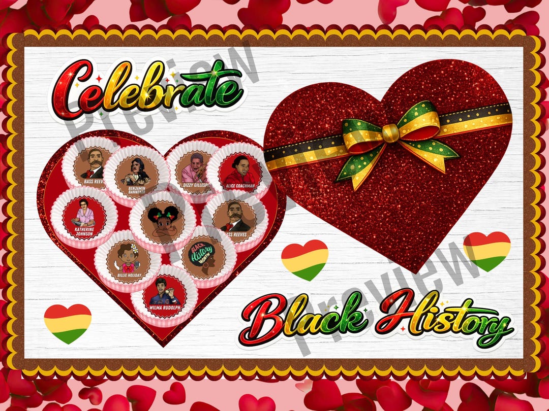 Valentine's Day Black History Month Bulletin Board: Heart Candy Box ...