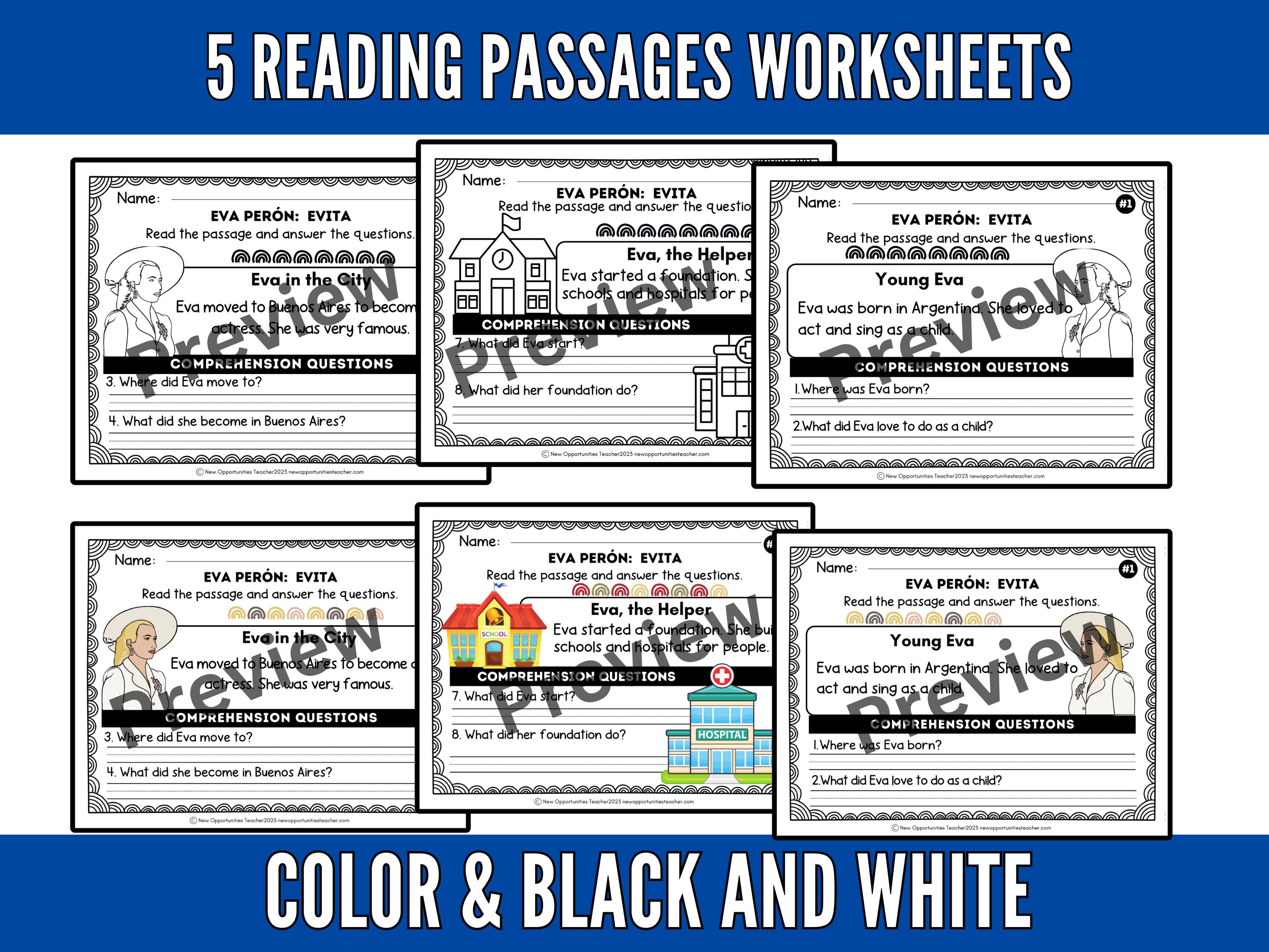 Eva Perón Reading Comprehension Passages and Questions - Etsy