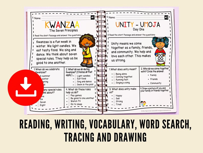 Celebrate Kwanzaa With Our Engaging Kindergarten Workbook - Etsy