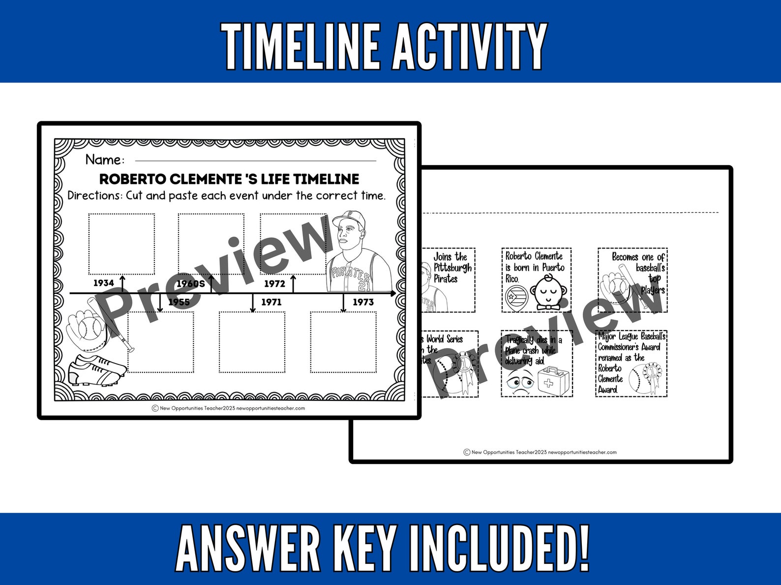 Roberto Clemente Reading Comprehension Passage | Timeline | Vocabulary ...