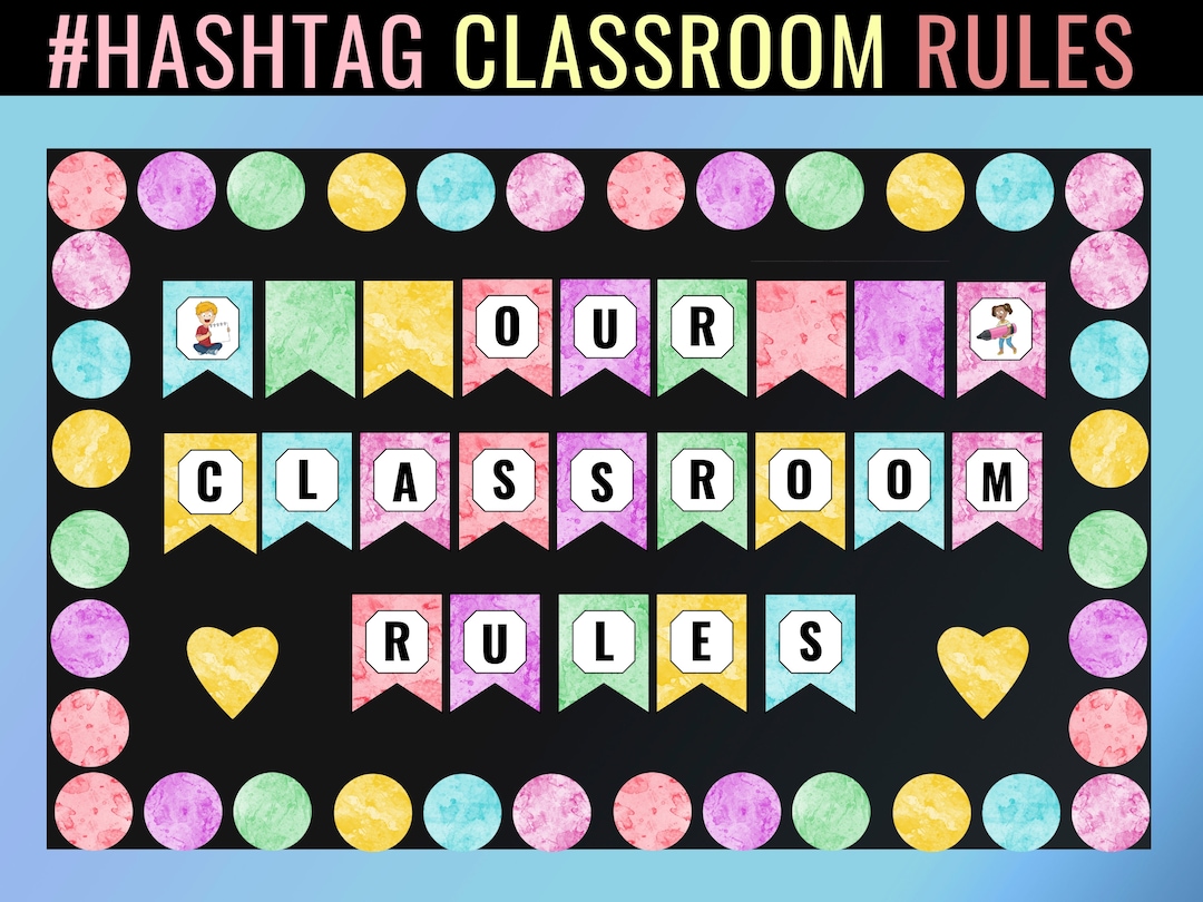 Hashtag Classroom Rules Bulletin Board | Pretty Back to School ...