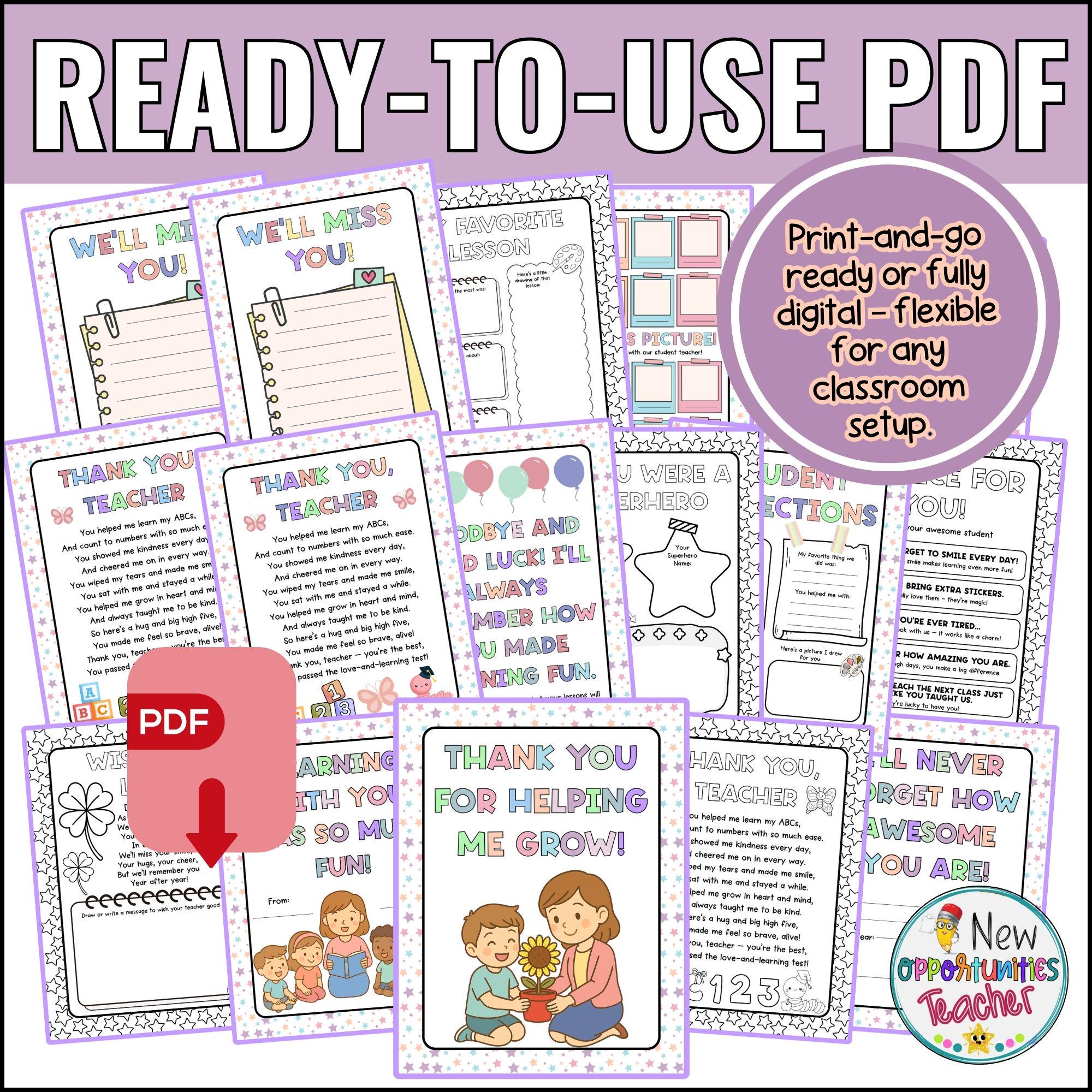 Student Teacher Goodbye Gift Book, Memory Keepsake (printable/editable ...
