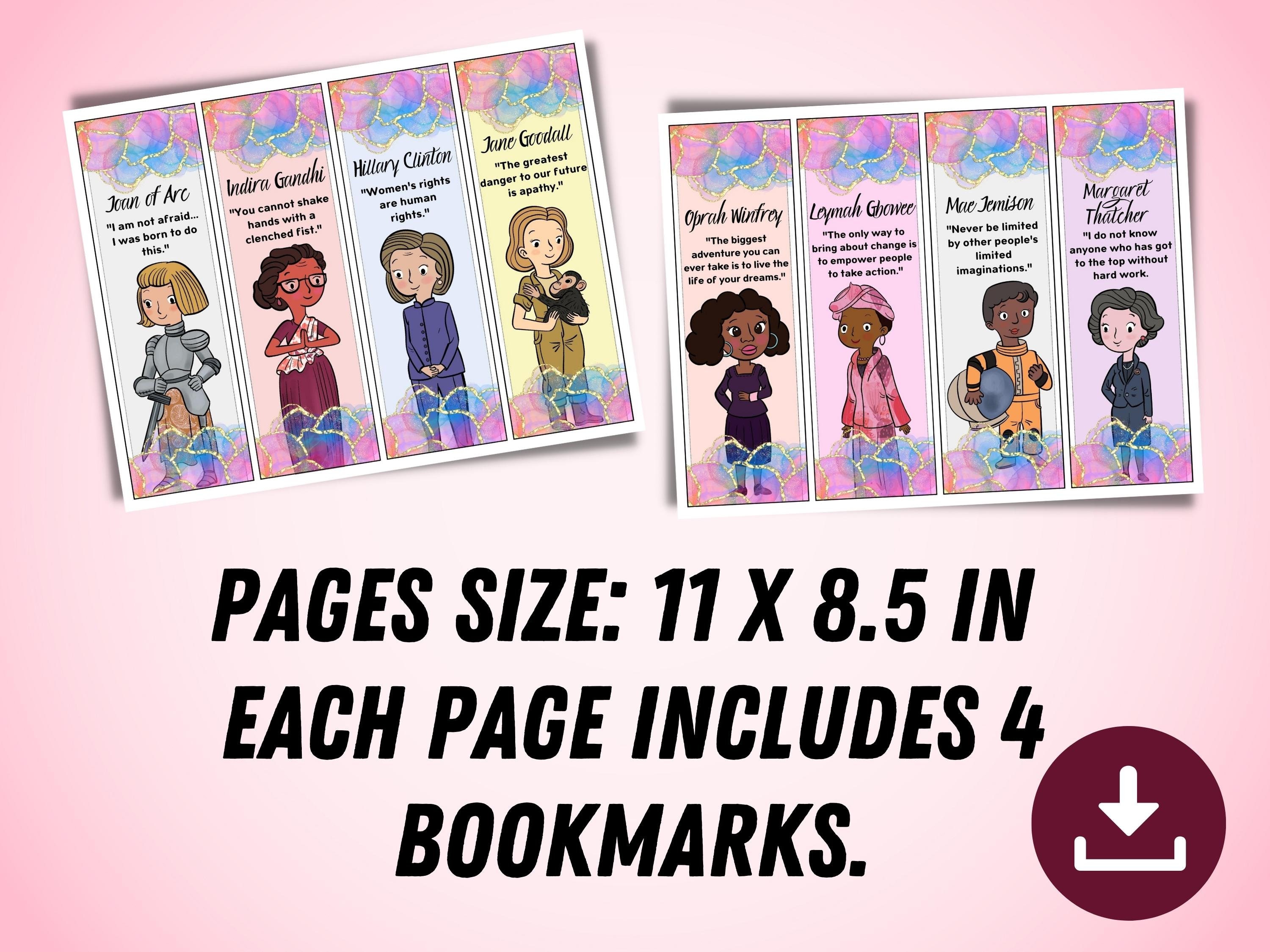 Printable Women's History Month Bookmarks Set Famous Women in Histor ...