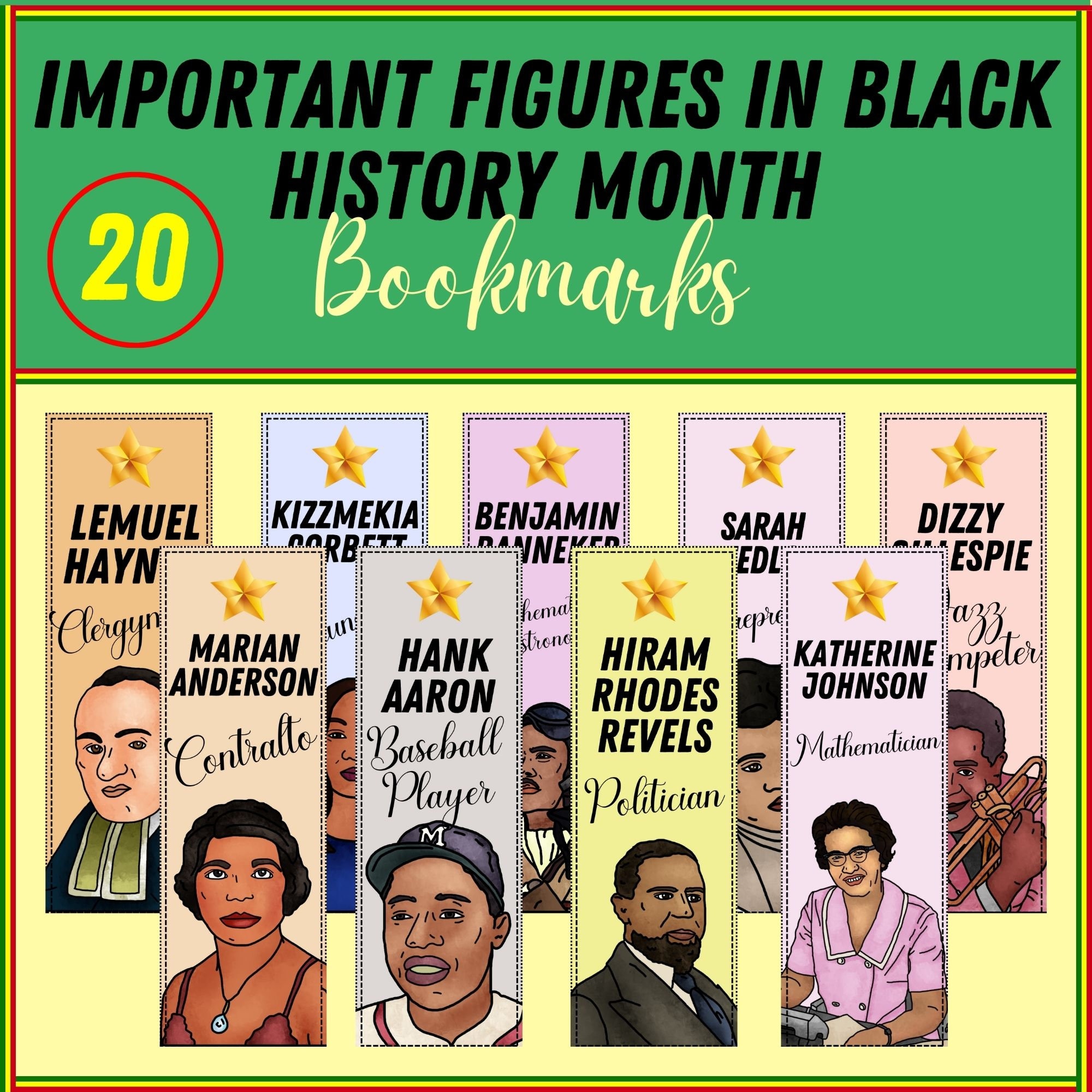 Important Figures in Black History Month Bookmarks 22 Black Heroes ...