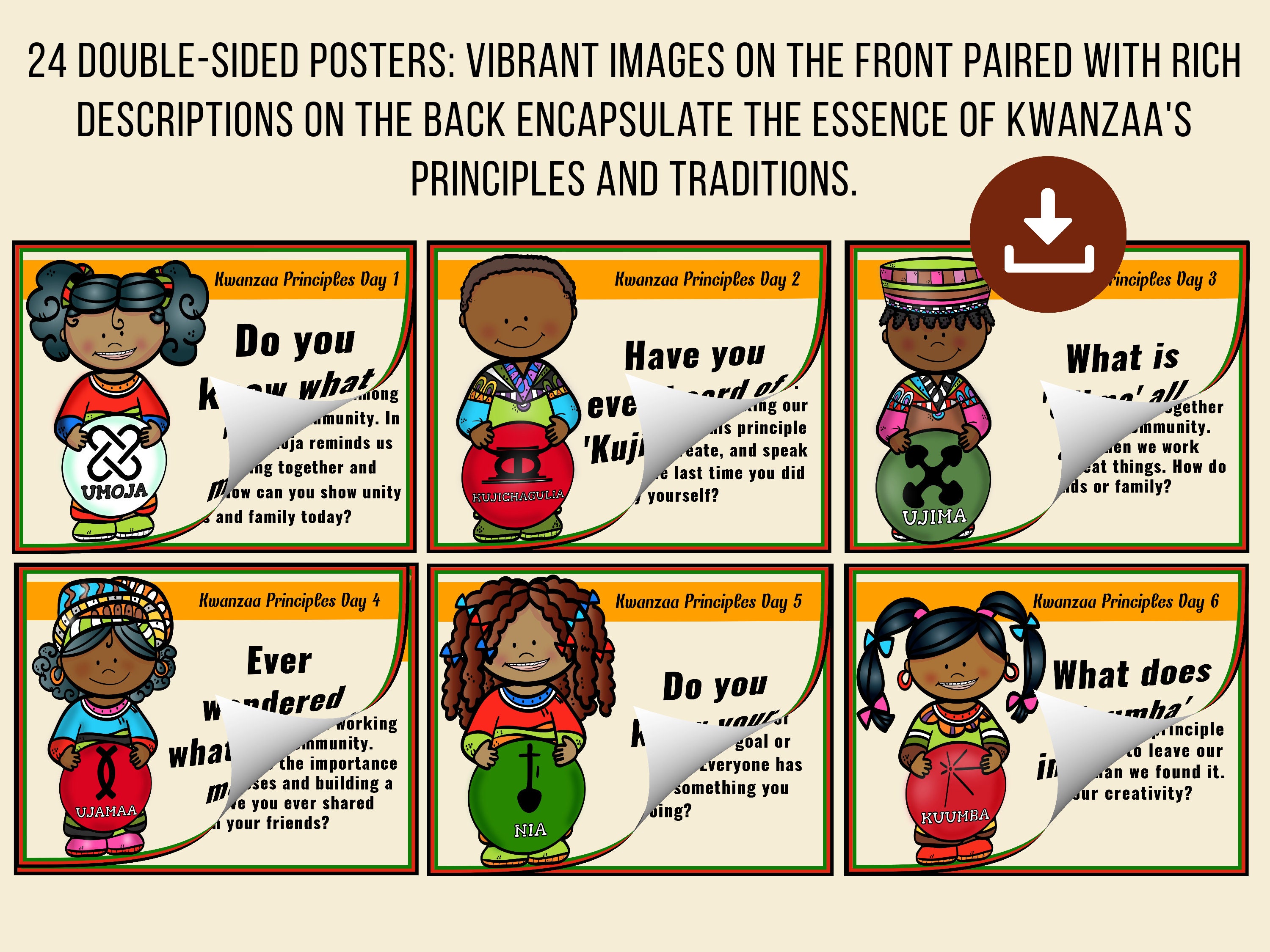 Kwanzaa Principles Bulletin Board Kit - Interactive Classroom Posters ...
