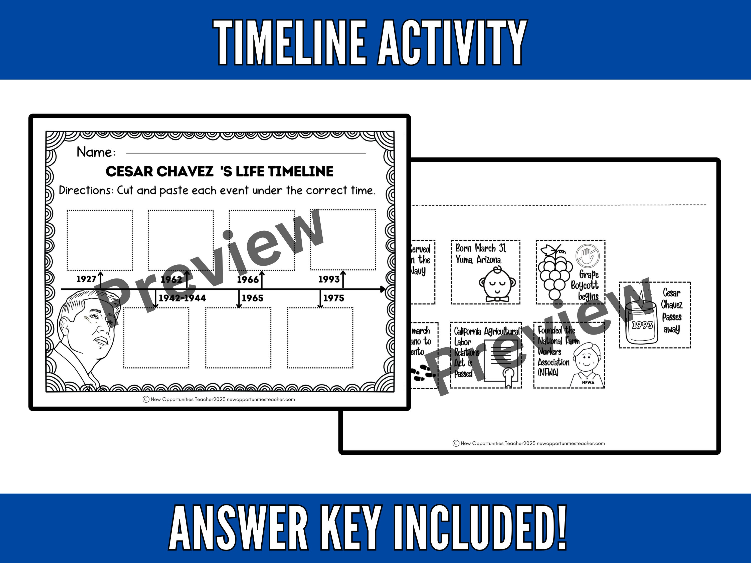 Cesar Chavez Reading Comprehension Passages | Timeline | Vocabulary ...