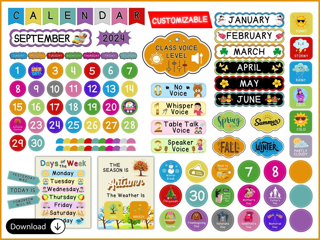 Classroom Calendar Display and Weather Station, Calendar Bulletin Board ...
