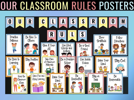 Prek Class Rules Posters In Primary Colors Prekinders