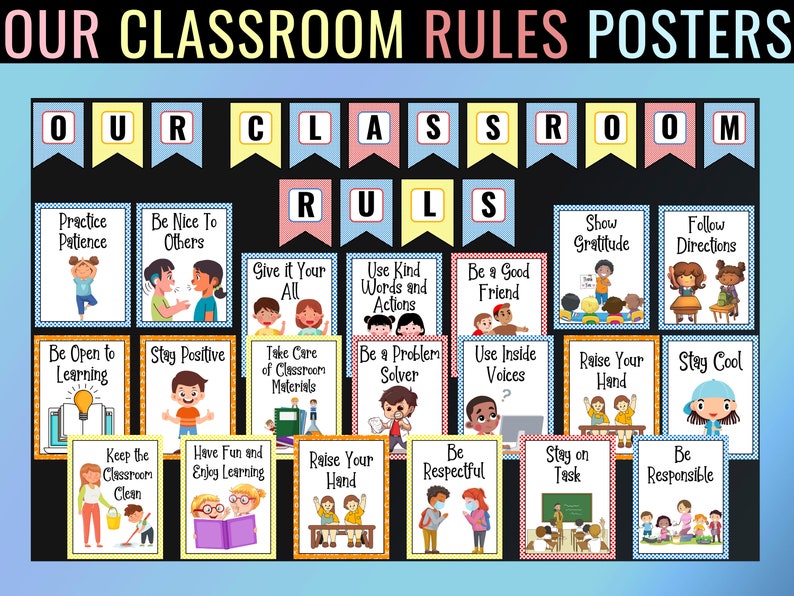 Classroom Rules Posters Set of 20, Classroom Decorations, Bulletin ...