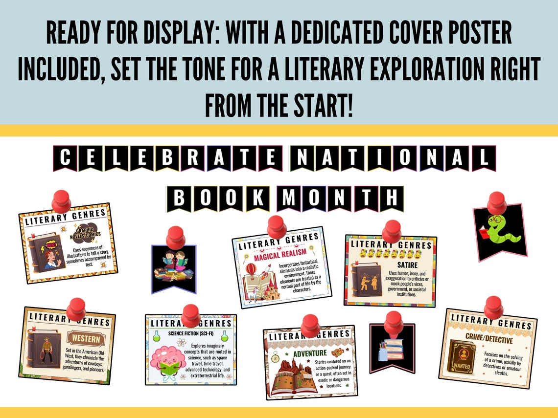 Literary Genres Classroom Posters – National Book Month Bulletin Board ...