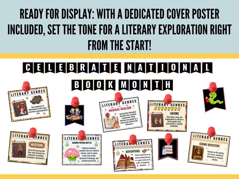 Literary Genres Classroom Posters – National Book Month Bulletin Board ...