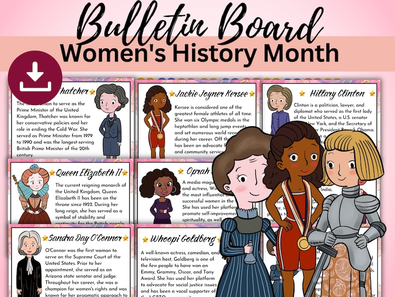 Printable Women's History Month Biography Bulletin Board Famous Women ...