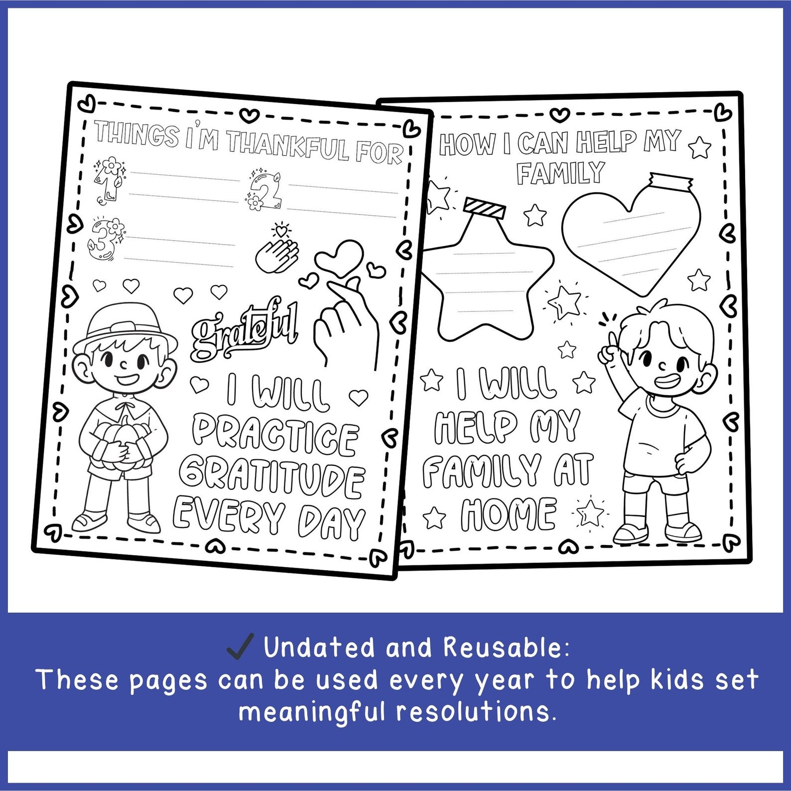 New Year's Resolutions Coloring Pages, Goal Setting Activity (PDF) - Etsy