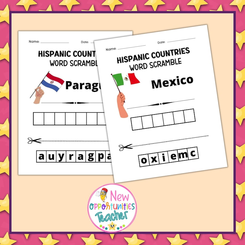 Hispanic Heritage Month Word Scramble Hispanic Countries Word Scramble ...