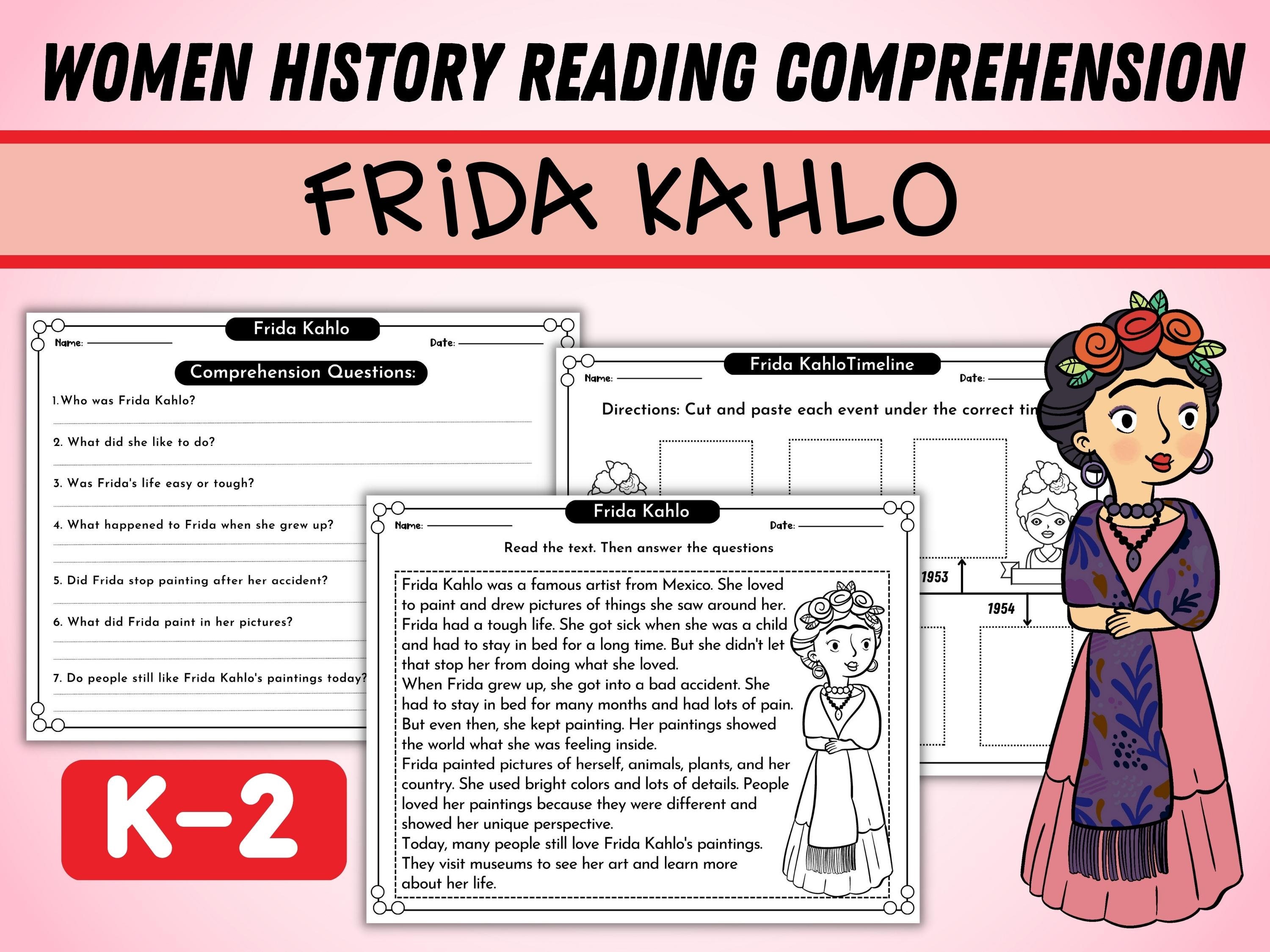 Frida Kahlo Reading Comprehension Passage Women History Month ...