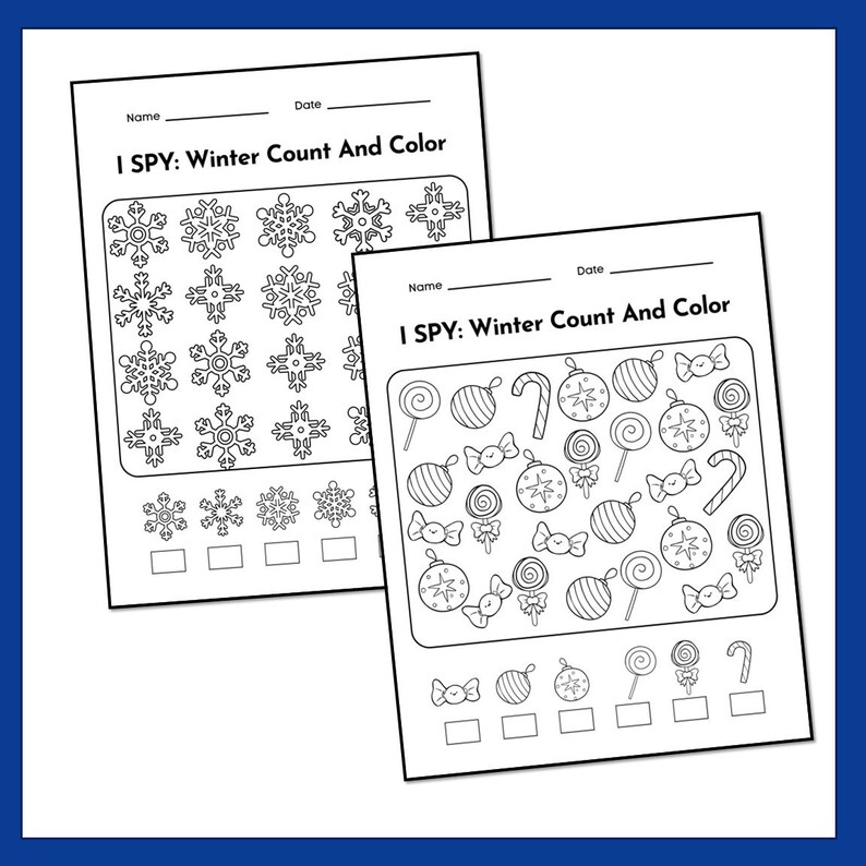 Winter I SPY Coloring Pages | Christmas I Spy Coloring Games | December ...