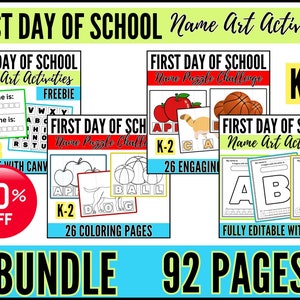 Alphabet Masterpiece Editable Name Art Activities for First - Etsy