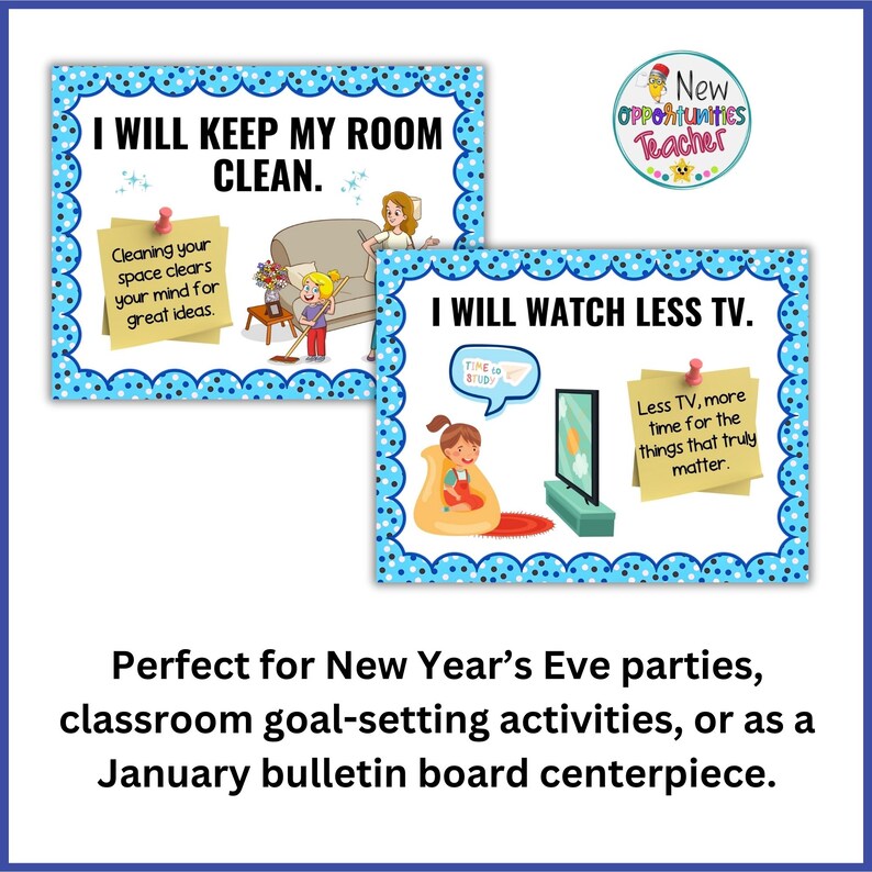New Year’s Resolutions Bulletin Board Kit, New Year 2025 Classroom ...