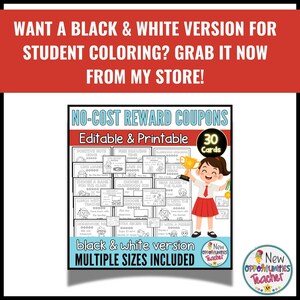 No Cost Student Reward Coupons – Class Reward Incentives EDITABLE ...