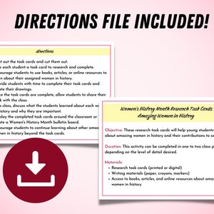 Printable Women's History Month Research Task Cards | Educational Cards ...