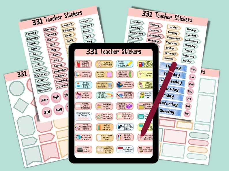 343 Teacher Digital Stickers for Goodnotes Pre-cropped PNG - Etsy