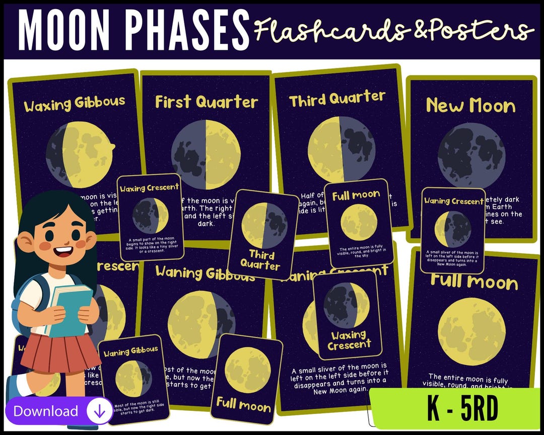 Moon Phase Posters, Flashcards Bundle - Mid-autumn Festival Activities ...