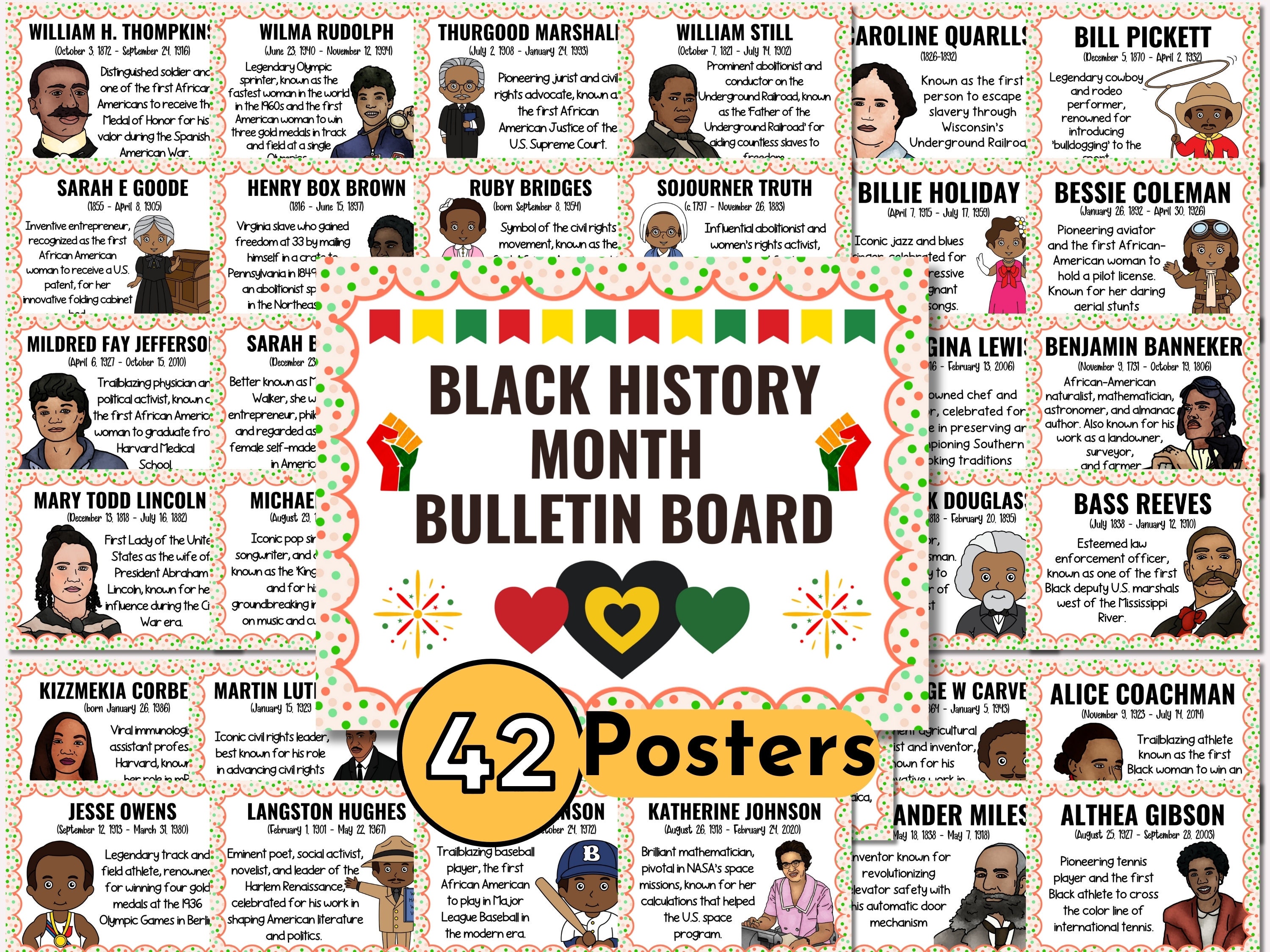 Black History Month Classroom Bulletin Board Set - 42 Iconic Figures ...