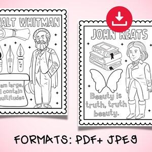 National Poetry Month Coloring Pages | Famous Poets Coloring Sheets ...