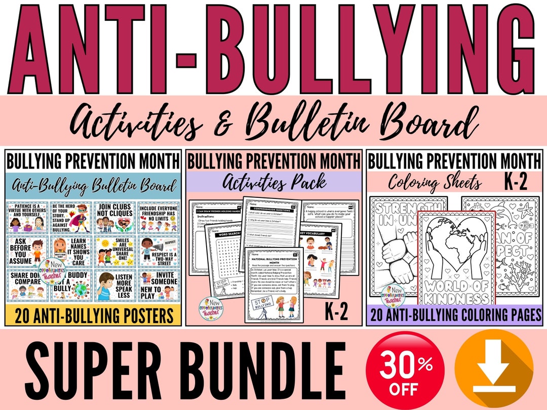 National Bullying Prevention Month Activities and Bulletin Board BUNDLE ...