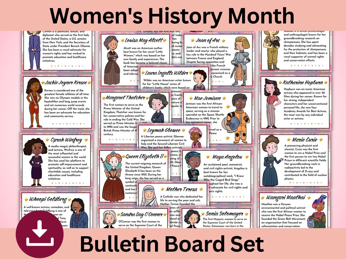 Printable Women's History Month Biography Bulletin Board - Etsy