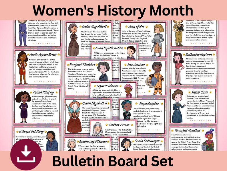 Printable Women's History Month Biography Bulletin Board Famous Women ...