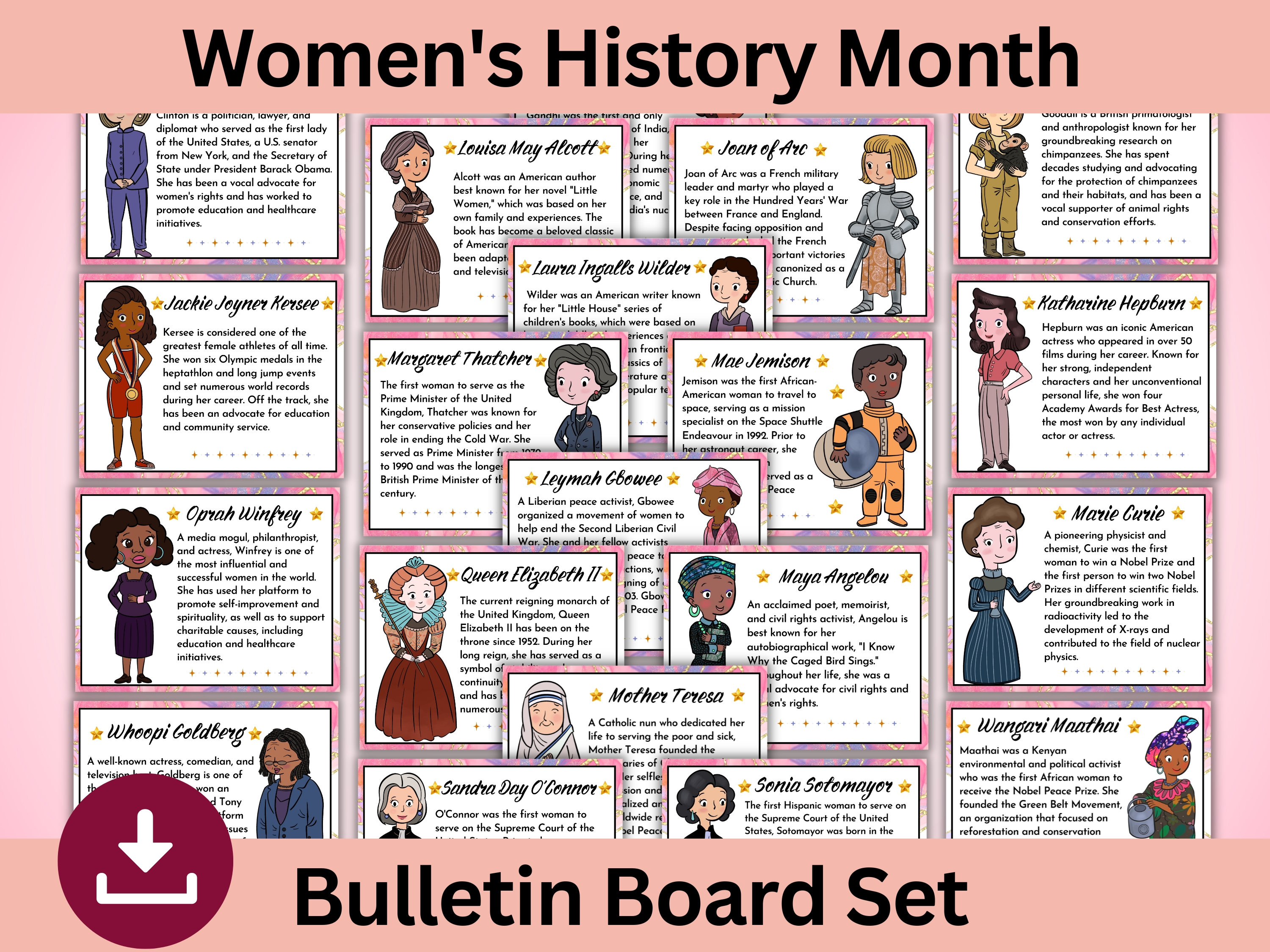 Printable Women's History Month Biography Bulletin Board - Etsy