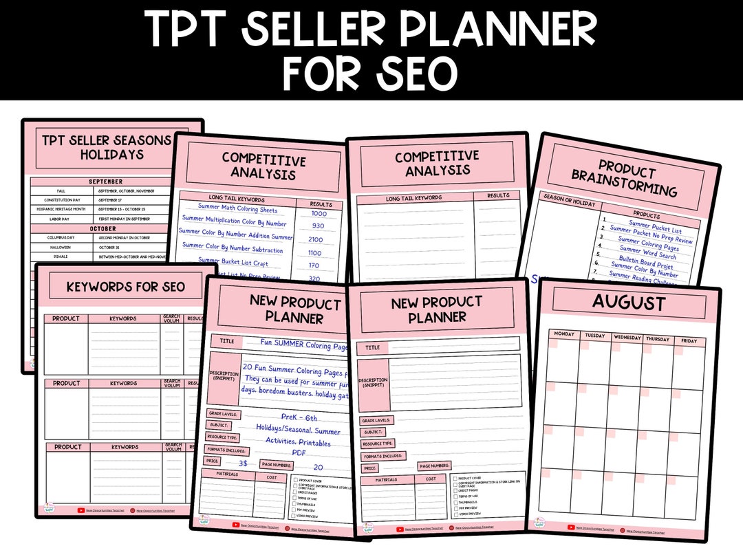 TPT Seller Planner for SEO, Product Brainstorming, Competitive Analysis ...