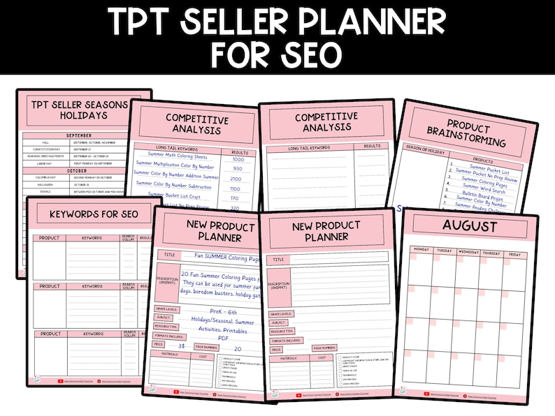TPT Seller Planner for SEO, Product Brainstorming, Competitive Analysis ...