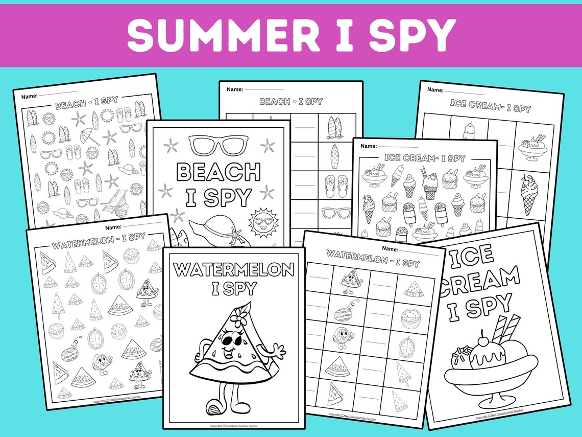 Summer Activities Bundle | I SPY, ABC Countdown (digital Download) - Etsy