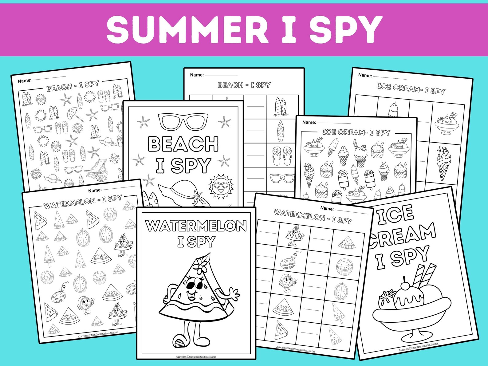 Summer Activities Bundle | I SPY, ABC Countdown (digital Download) - Etsy