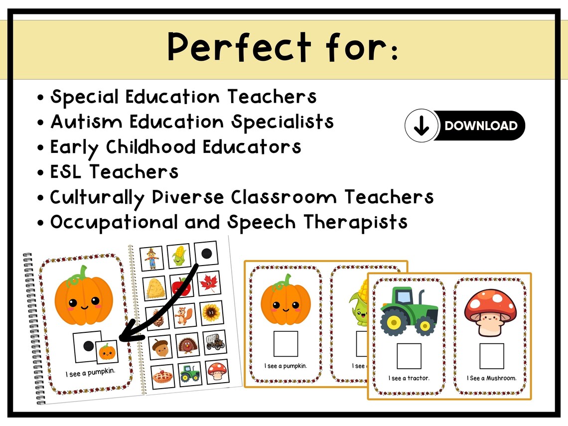 Autumn Adapted Book, Special Education, Interactive Learning (digital ...