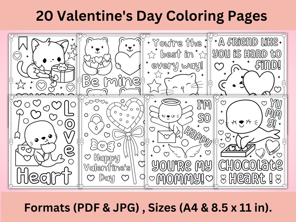 Valentine's Day Coloring Pages | Cute and Love Animal Coloring Sheets ...