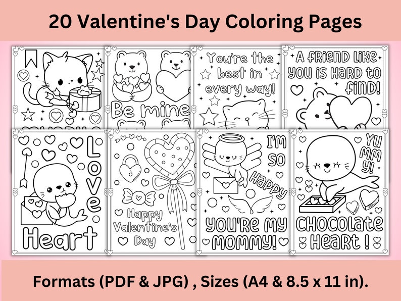 Valentine's Day Coloring Pages | Cute and Love Animal Coloring Sheets ...