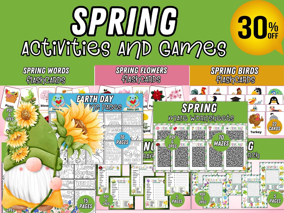 Printable Spring Activities Bundle | Spring and Easter Game Puzzles ...