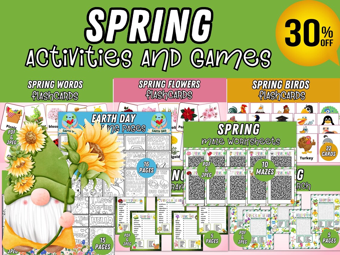 Printable Spring Easter Word Scramble Puzzles Springtime Games April ...