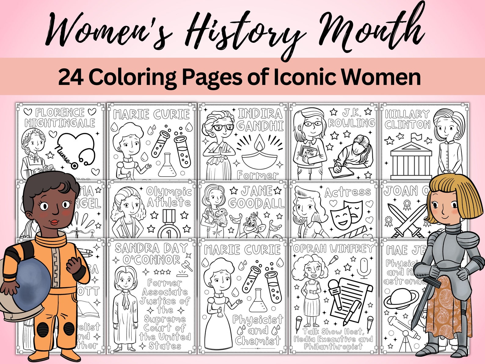 Women's History Month Coloring Pages | Famous Women in History Coloring ...