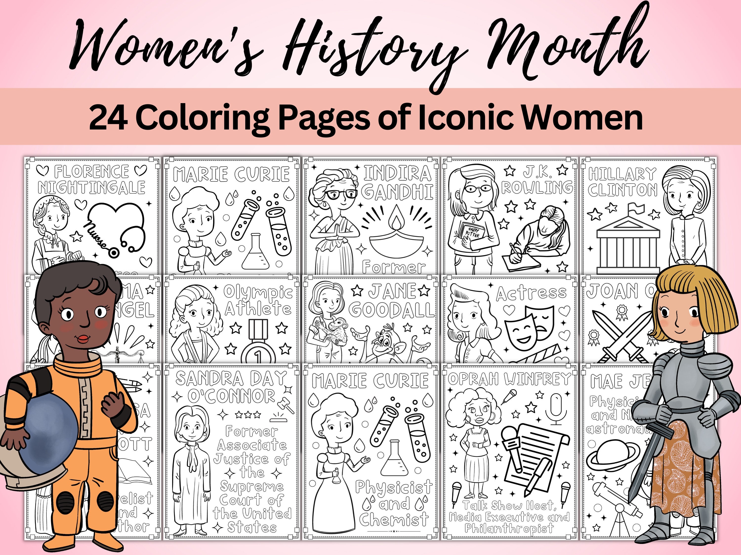 Women's History Month Coloring Pages | Famous Women in History Coloring ...