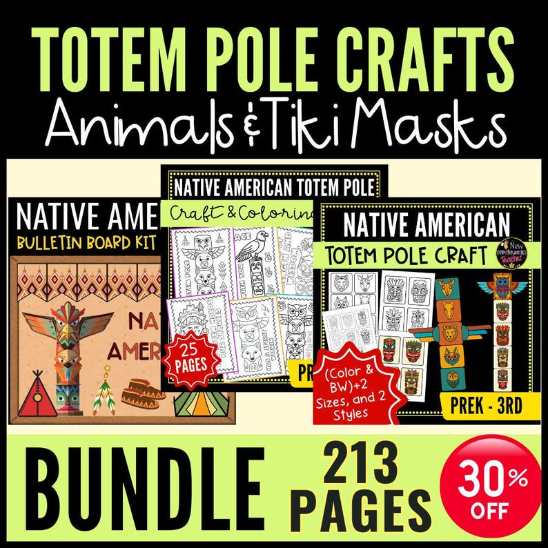 Totem Pole Coloring Pages, Native American Heritage Month (PDF) - Etsy