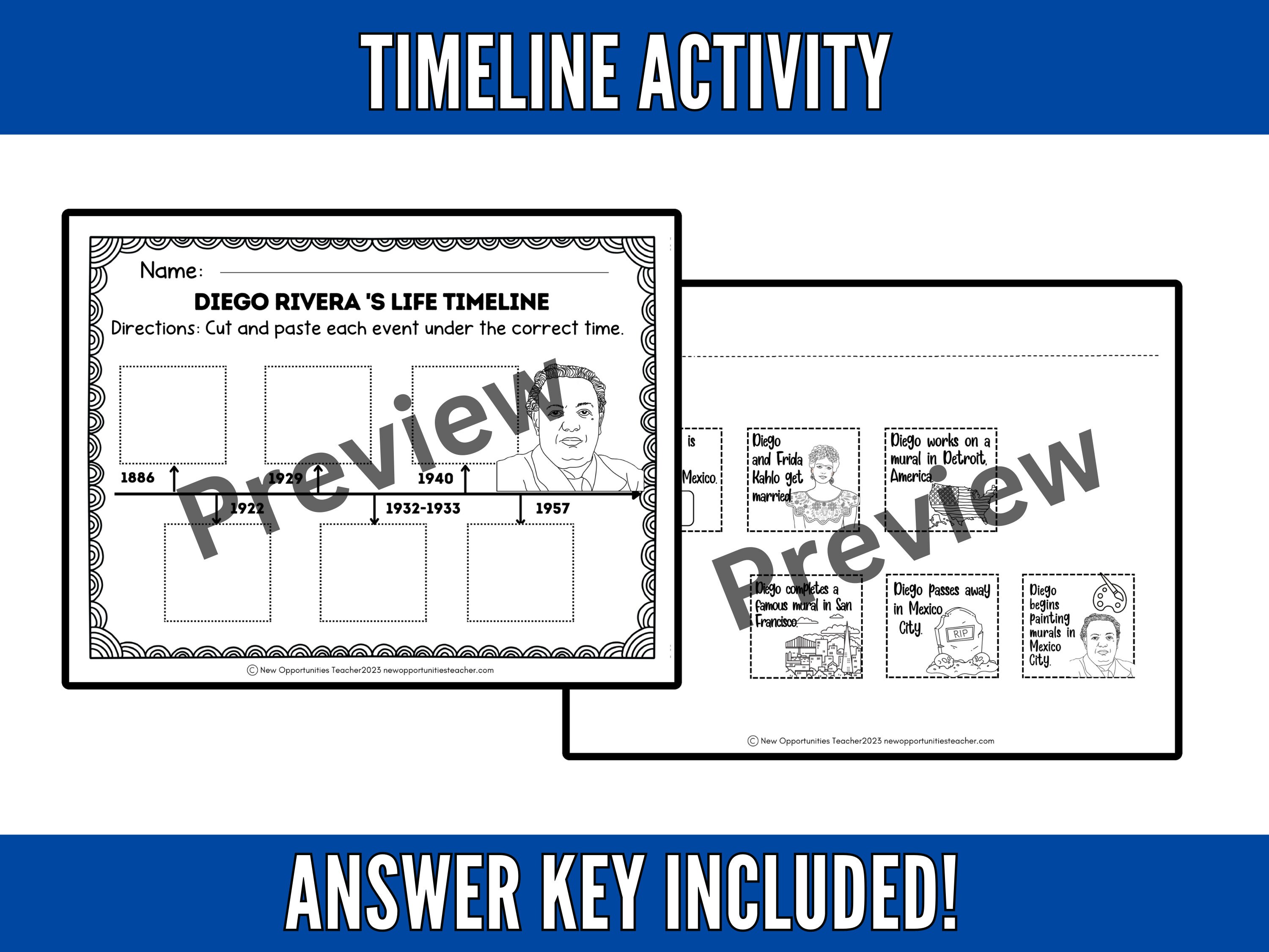 Diego Rivera Reading Comprehension Passages Timeline - Etsy