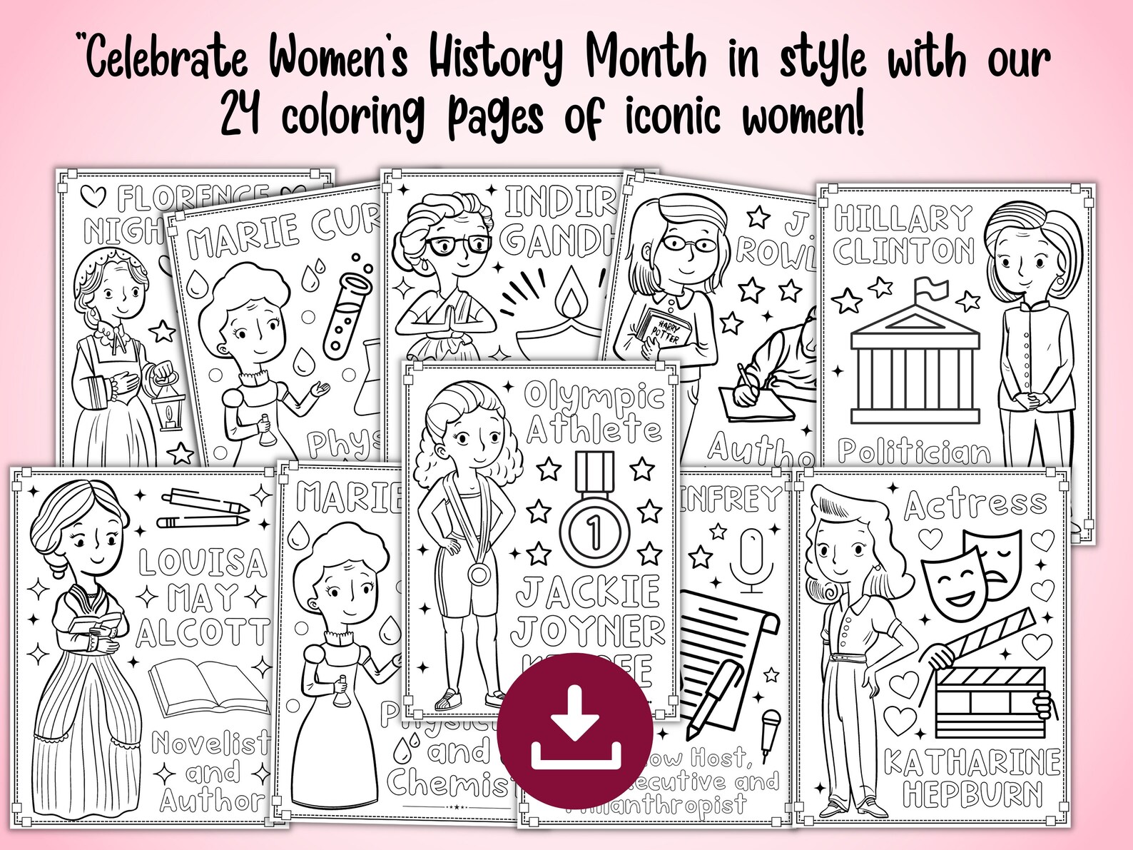 Women's History Month Coloring Pages | Famous Women in History Coloring ...