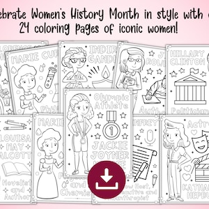 Women's History Month Coloring Pages | Famous Women (PDF) - Etsy