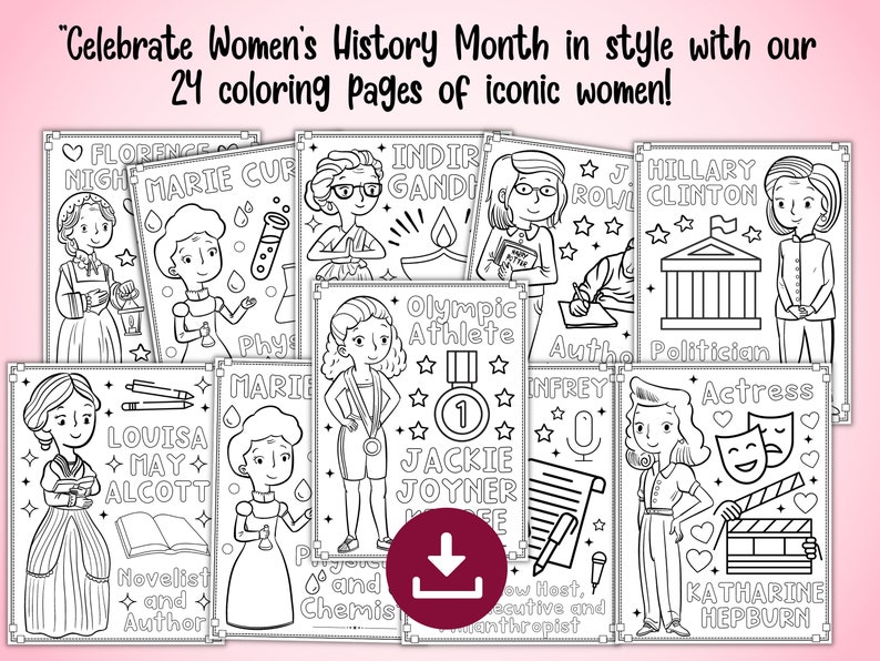 Women's History Month Coloring Pages | Famous Women in History Coloring ...