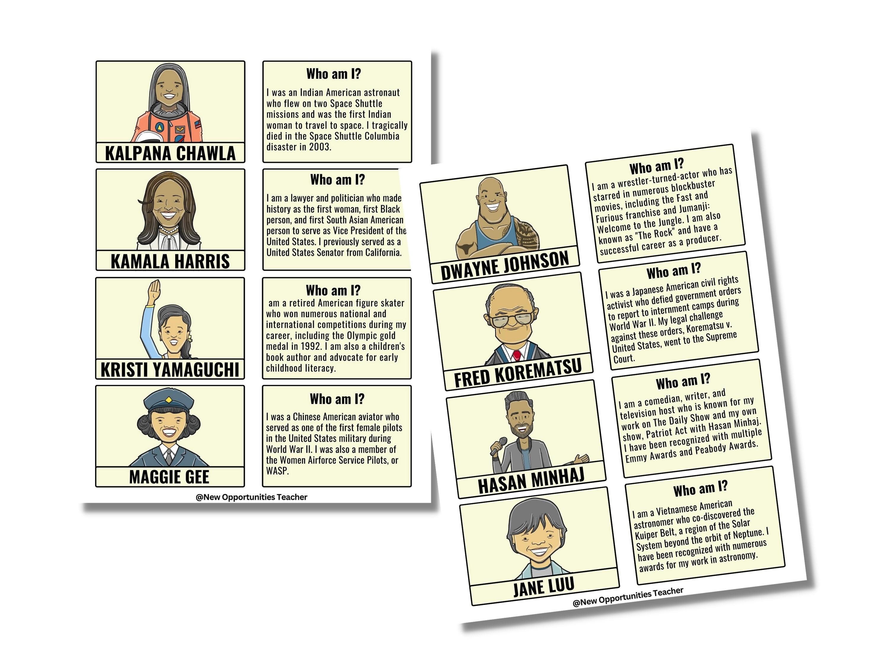 Printable Asian American & Pacific Islander Heritage Month Who Am I ...